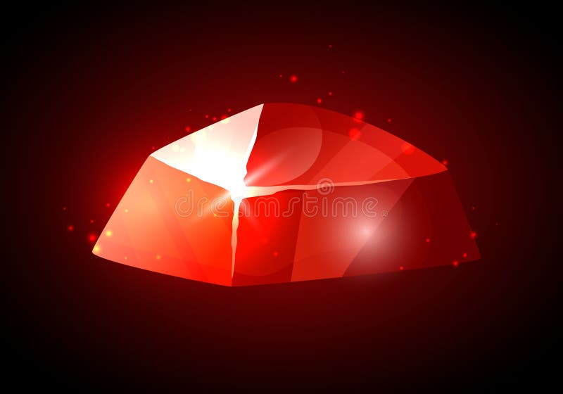 Red Gem. Ruby. Vector Clipart Isolated on Dark Background Stock Vector ...