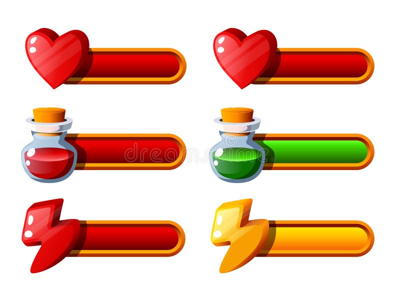 Health, Mana, Energy. Big Set. Mana Bar, Energy Bar, Life Bar. Scale ...