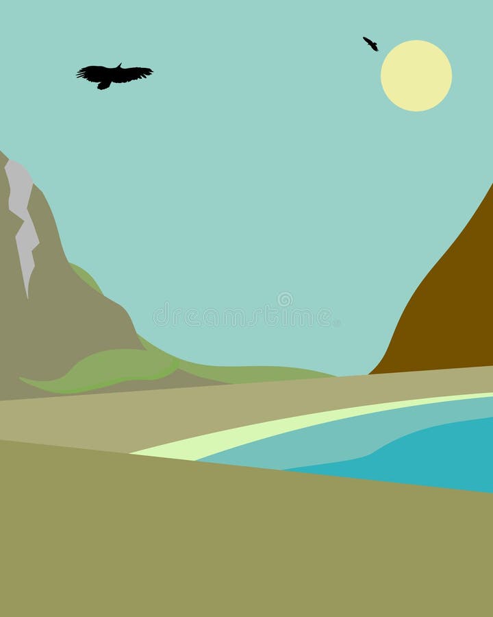 Couple of Birds of Prey Flying Above the Land Stock Vector ...