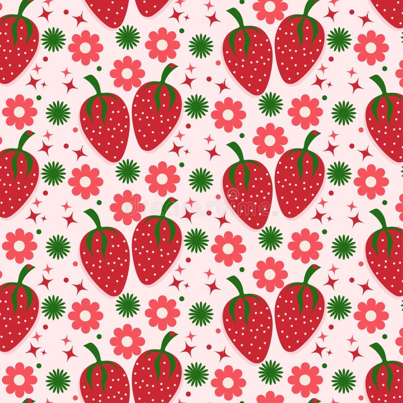 Strawberry Abstract Hand Drawn Seamless Pattern Stock Vector ...
