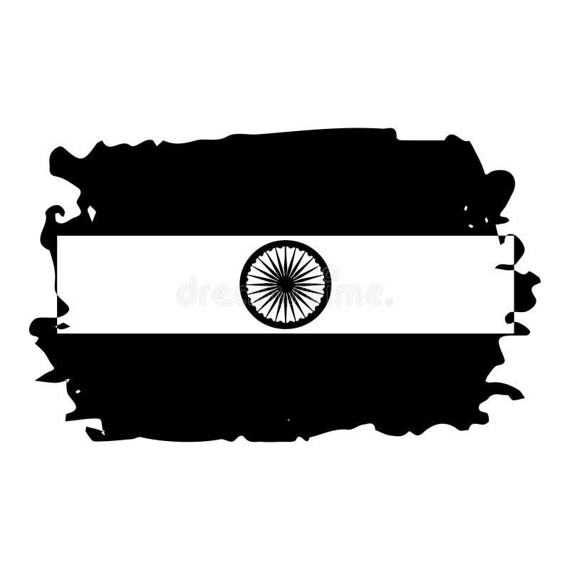 India Flag with Rectangular Brush in Black White Stock Vector ...