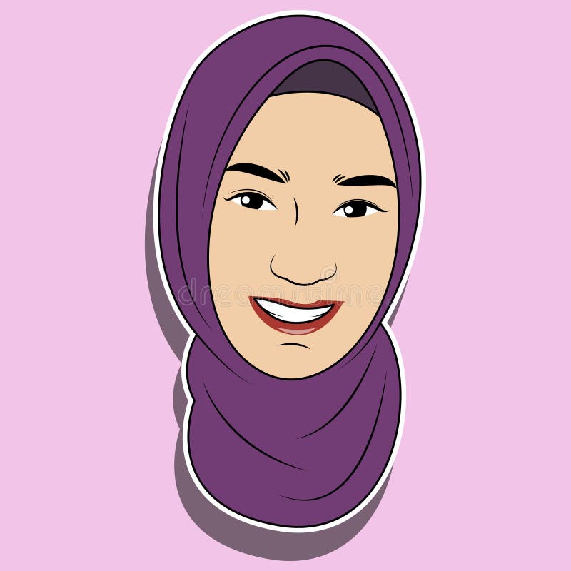 Vector Face of Muslim Woman in Hijab with Cute Expression Stock Vector ...