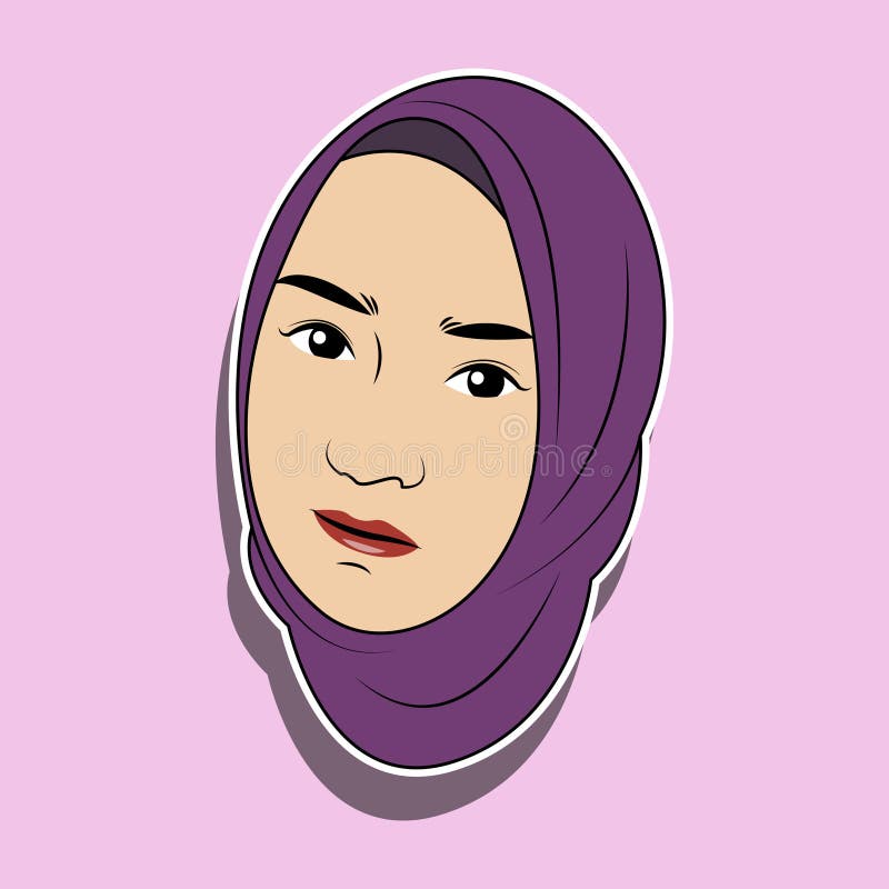 Vector Face of Muslim Woman in Hijab with Cute Expression Stock Vector ...
