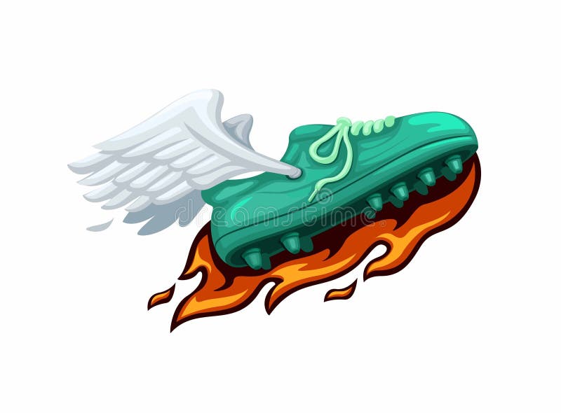 Soccer Shoes Fire with Fly Wing Mascot Logo Symbol Cartoon Illustration ...