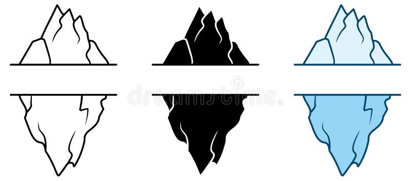 Iceberg Graphic Logo with Space for Text - Outline, Silhouette & Color ...