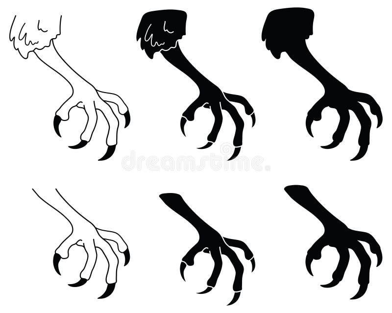 Talon Claw Clipart Set - Outline and Silhouette Stock Vector ...