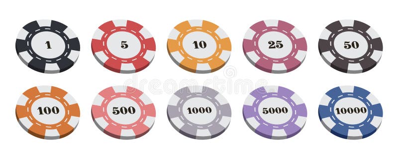 Playing Chips with Numbers. 3d Chips in Different Positions. a Set of ...
