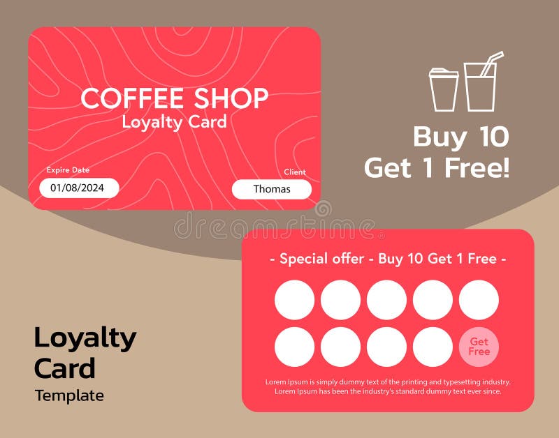 Coffee Shop Membership. Loyalty Card Template Stock Vector ...