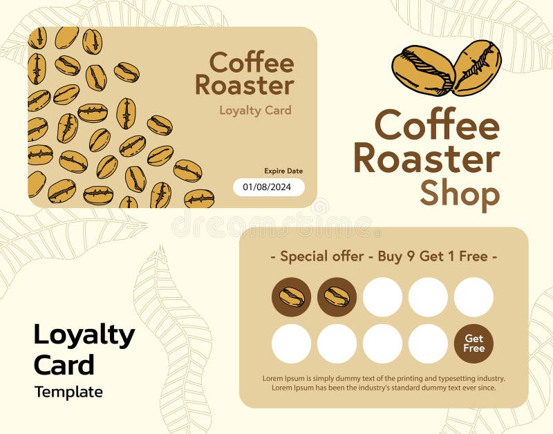 Coffee Roaster Shop Membership. Loyalty Card Template Stock Vector ...