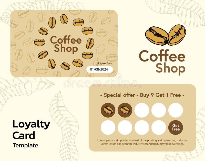 Coffee Roaster Shop Membership. Loyalty Card Template Stock Vector ...