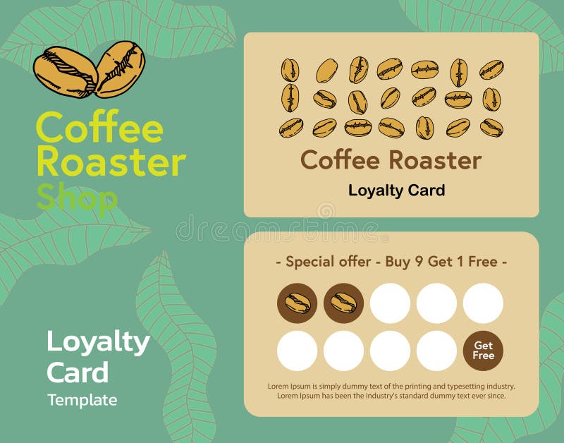 Coffee Roaster Shop Membership. Loyalty Card Template Stock Vector ...