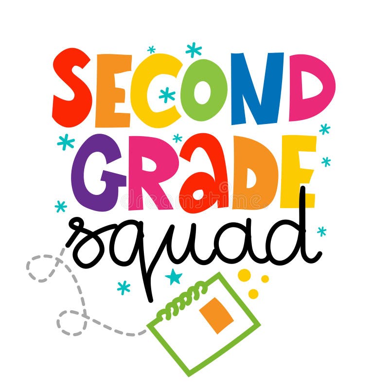 Second Grade Squad - Colorful Typography Design Stock Illustration ...