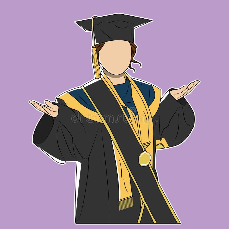 Vector Illustration of Beautiful Girl on Graduation Day Stock Vector ...