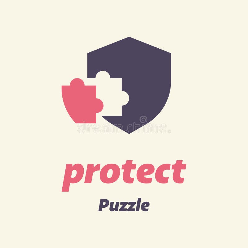 Shield Puzzle Logo stock illustration. Illustration of advertising ...