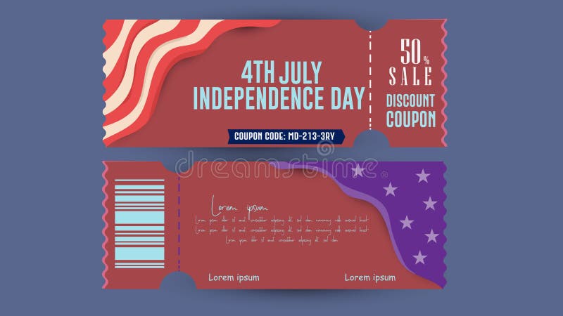 USA Independence Day Sale Poster Coupons Ticket Front and Back Side ...