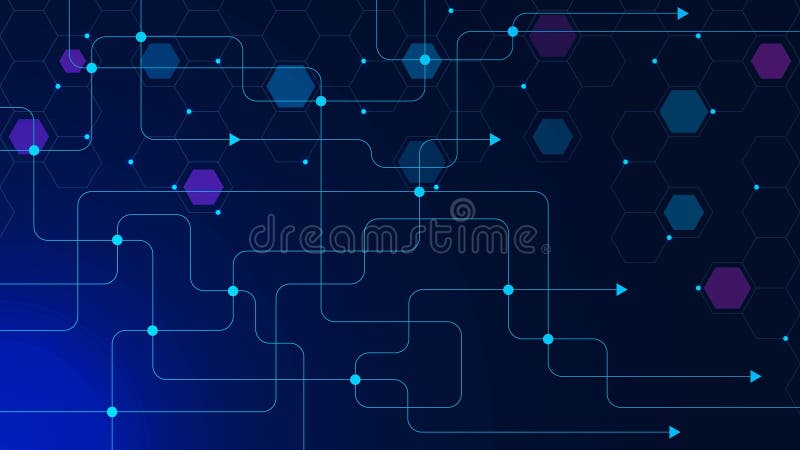 Abstract Connect Dots and Lines with Hexagons Background. Stock Vector ...