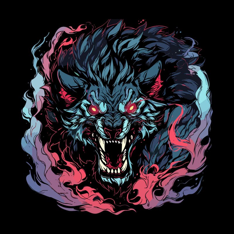 Scary Wolf in Forest for Kids Fairytale or Story Stock Vector - Illustration of horror, fantasy ...