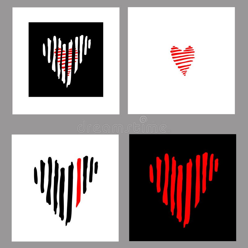 Simple Graphic Cards with Hearts. Stock Vector - Illustration of sign ...
