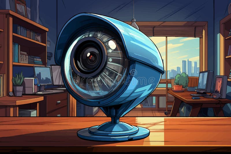 Cartoon Vector Illustration of Hidden Surveillance Camera Ensures Home ...