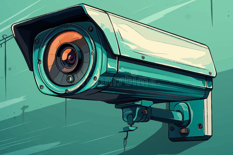 Cartoon Vector Illustration of Corbel-mounted Outdoor Security Camera ...