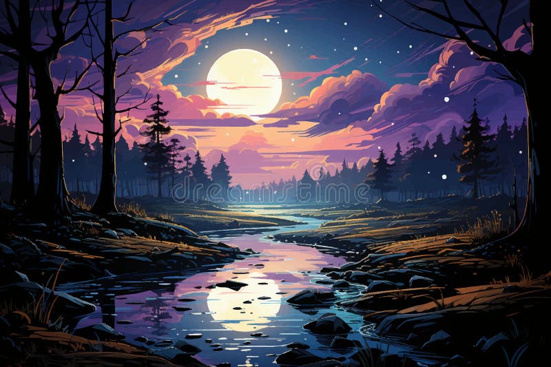 Twilight Waterscape, a Dreamy Blue-themed Lake Landscape Under the ...