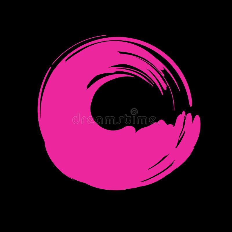 Pink Circle with Texture on a Black Background As a Graphic Element for ...