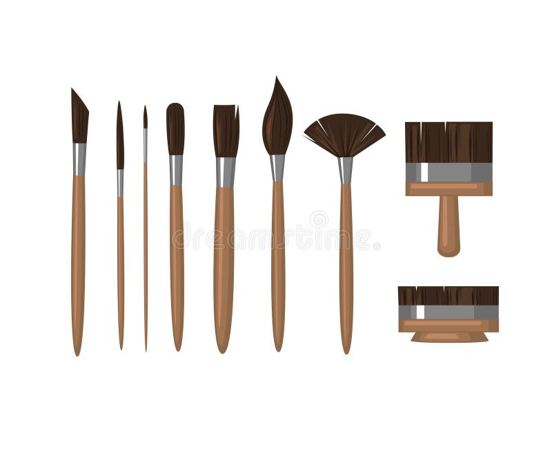 Set of Vector Brushes on White Background. Painter Equipment. Great ...
