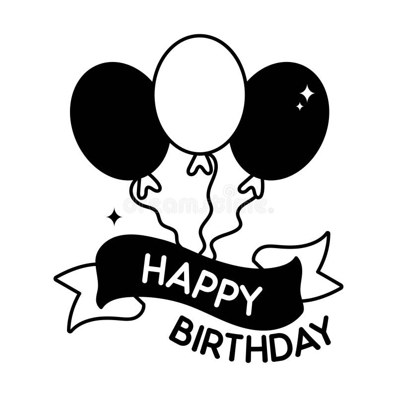 Happy Birthday Doodle Vector Solid Sticker. EPS 10 File Stock Vector ...