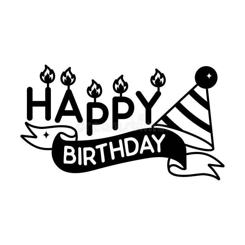 Happy Birthday Doodle Vector Solid Sticker. EPS 10 File Stock Vector ...