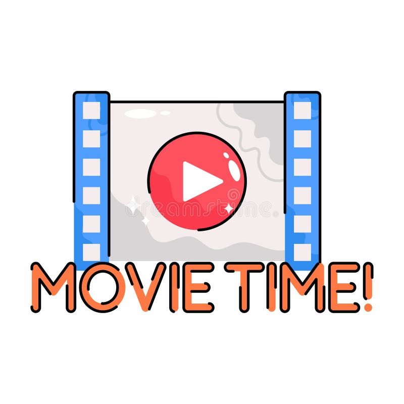 Movie Time Doodle Vector Colorful Sticker. EPS 10 File Stock Vector ...