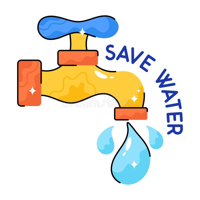 Save Water Doodle Vector Colorful Sticker. EPS 10 File Stock Vector ...