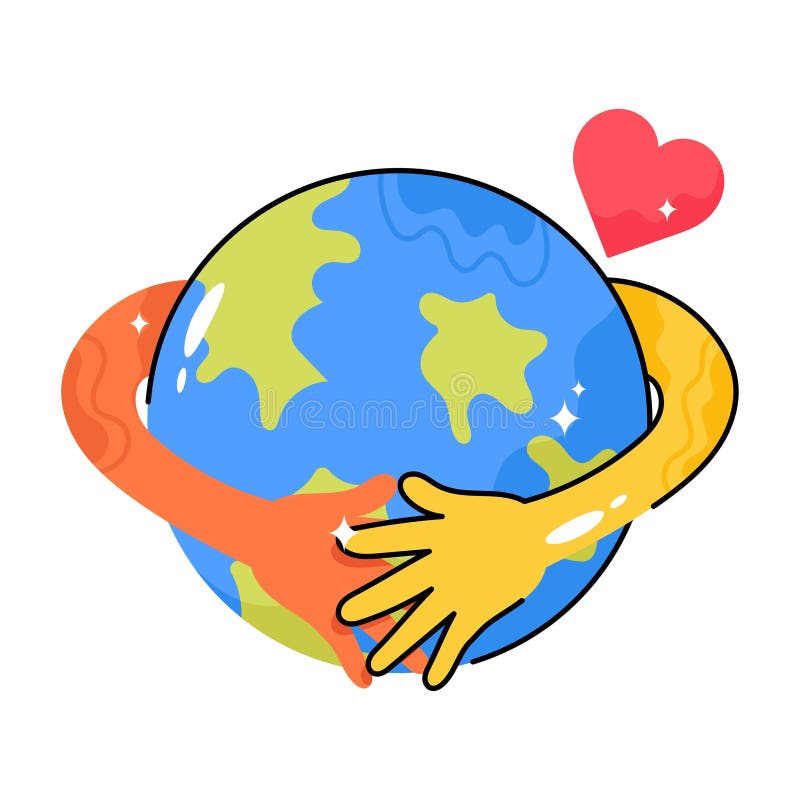 Earth Love Doodle Vector Colorful Sticker. EPS 10 File Stock Vector ...