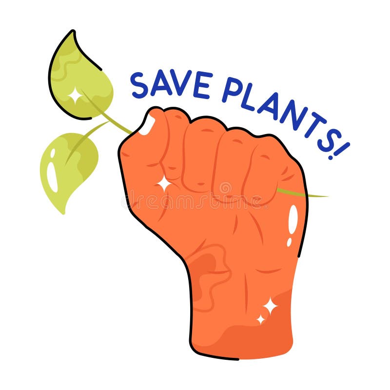 Save Plants Doodle Vector Colorful Sticker. EPS 10 File Stock Vector ...
