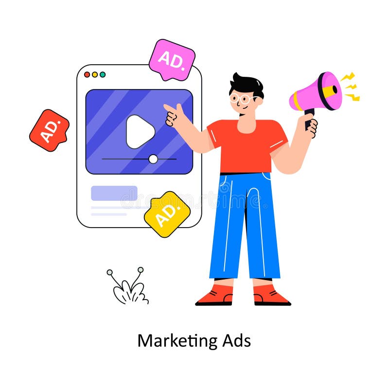 Marketing Ads Flat Style Design Vector Illustration. Stock Illustration ...
