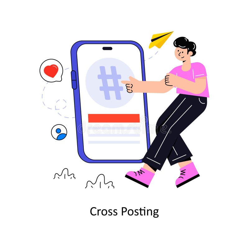Cross Posting Flat Style Design Vector Illustration. Stock Illustration ...