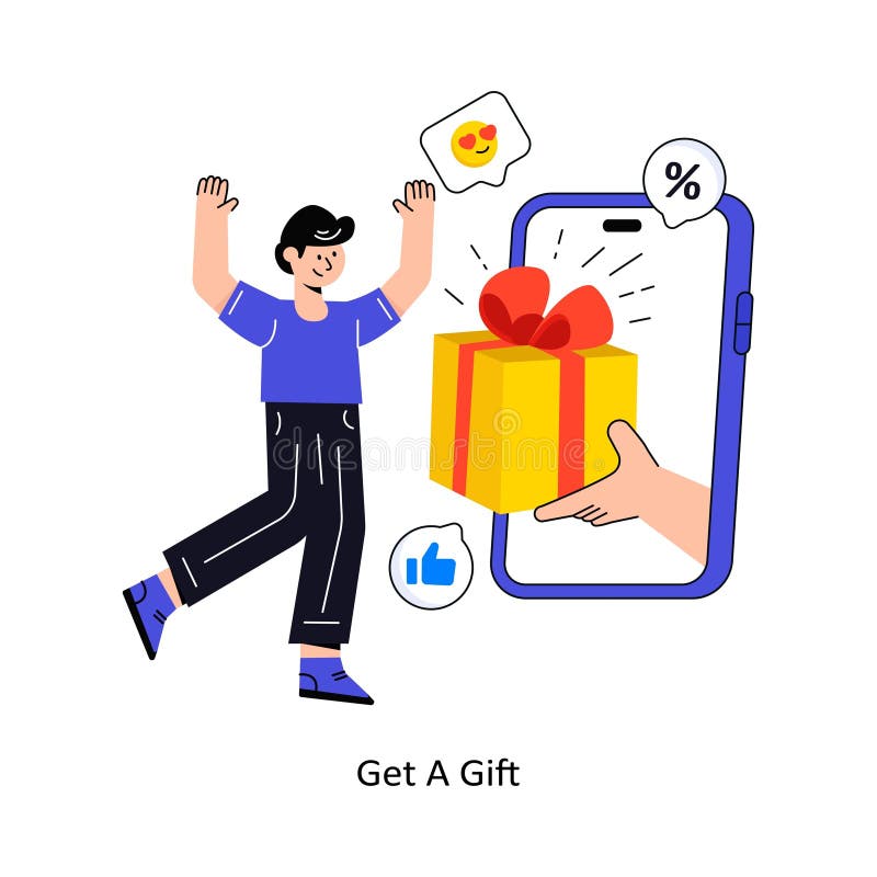 Get a Gift Flat Style Design Vector Illustration. Stock Illustration ...