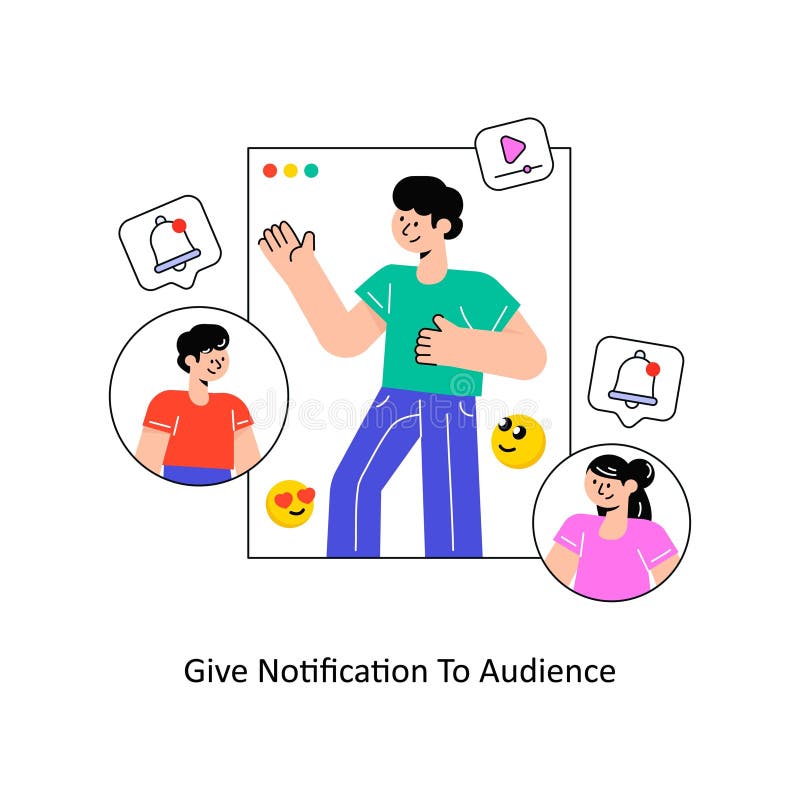 Give Notification To Audience Flat Style Design Vector Illustration ...
