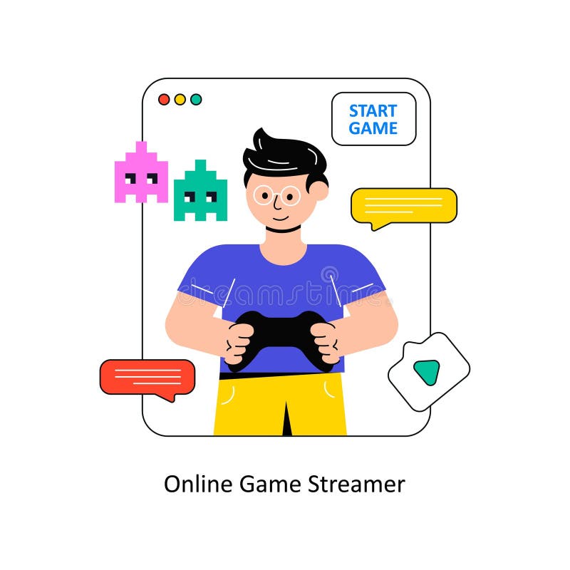 Online Game Streamer Flat Style Design Vector Illustration. Stock ...