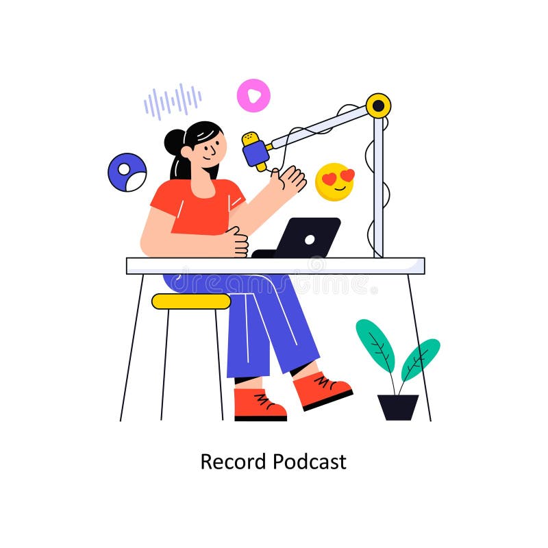 Record Podcast Flat Style Design Vector Illustration. Stock ...