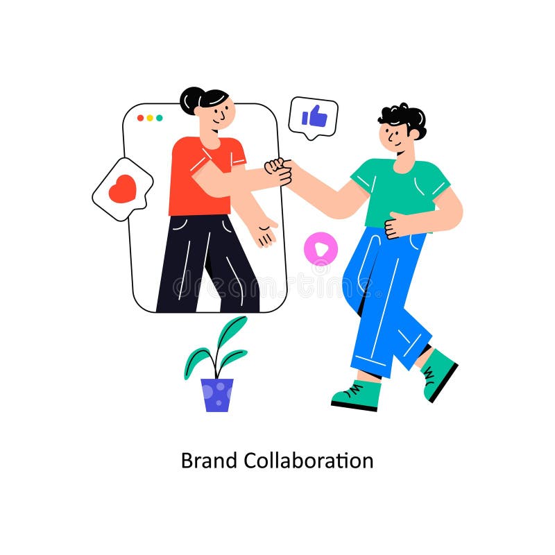 Brand Collaboration Flat Style Design Vector Illustration. Stock ...