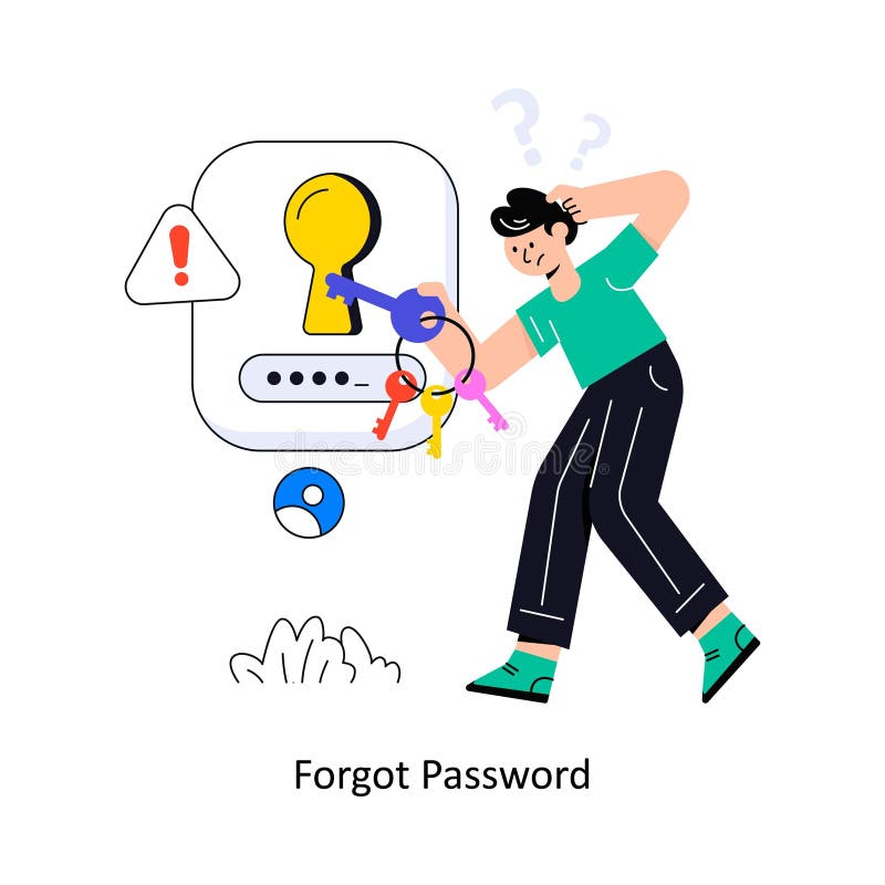 Forgot Password Connection Flat Style Design Vector Illustration. Stock ...