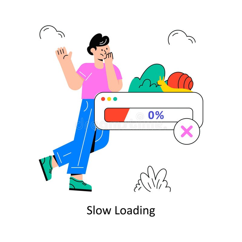 Slow Loading Connection Flat Style Design Vector Illustration. Stock ...