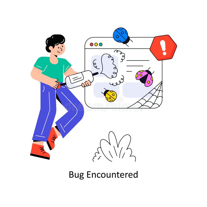Bug Encountered Connection Flat Style Design Vector Illustration. Stock ...
