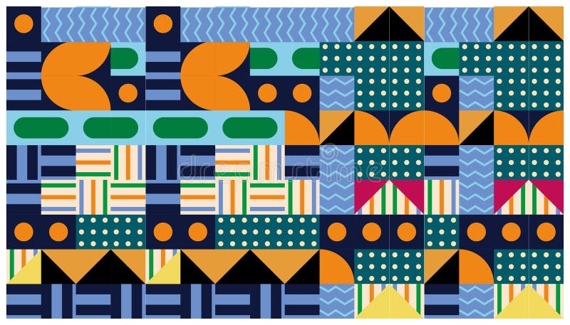 Seamless African Pattern with Geometric Elements in Retro Memphis Style ...