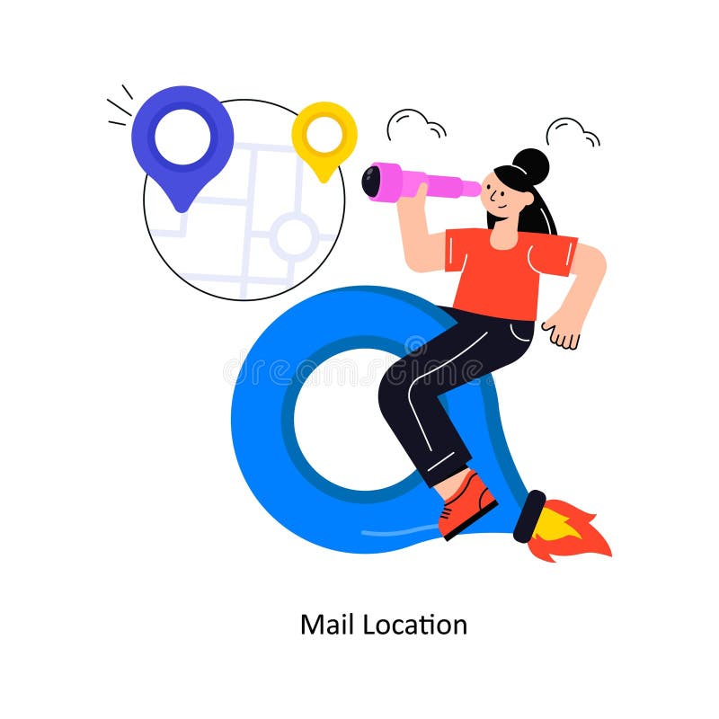 Mail Location Flat Style Design Vector Illustration. Stock Illustration ...
