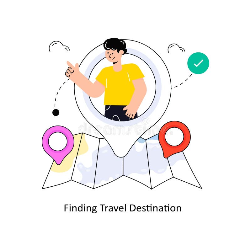Finding Travel Destination Flat Style Design Vector Illustration. Stock ...