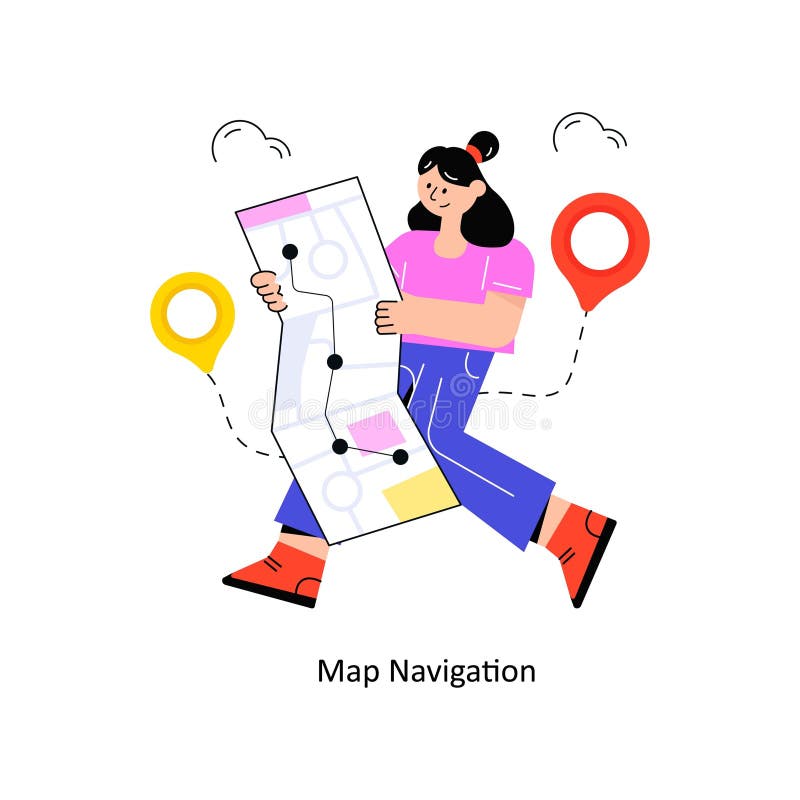 Map Navigation Flat Style Design Vector Illustration. Stock Illustration Stock Vector ...