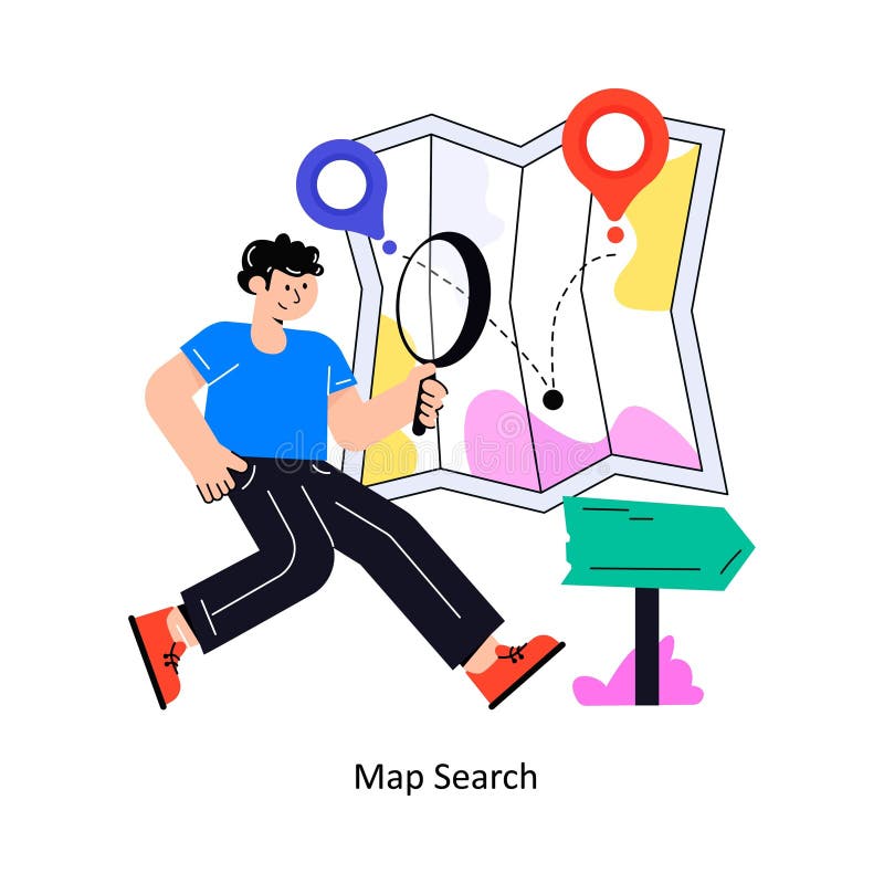 Map Search Flat Style Design Vector Illustration. Stock Illustration ...