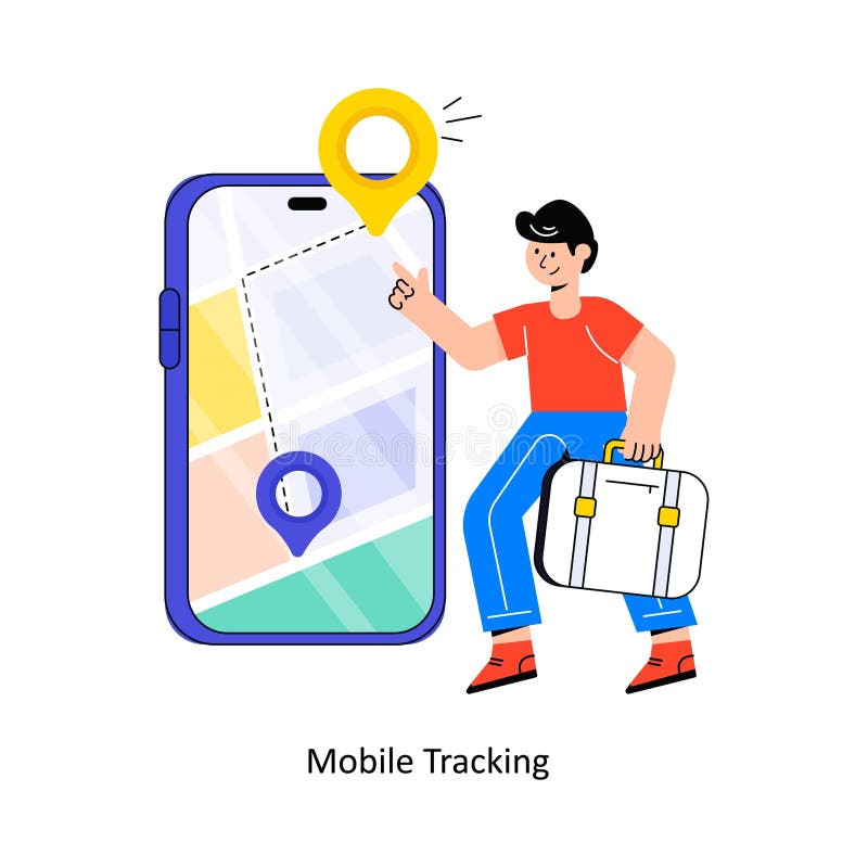 Mobile Tracking Flat Style Design Vector Illustration. Stock ...