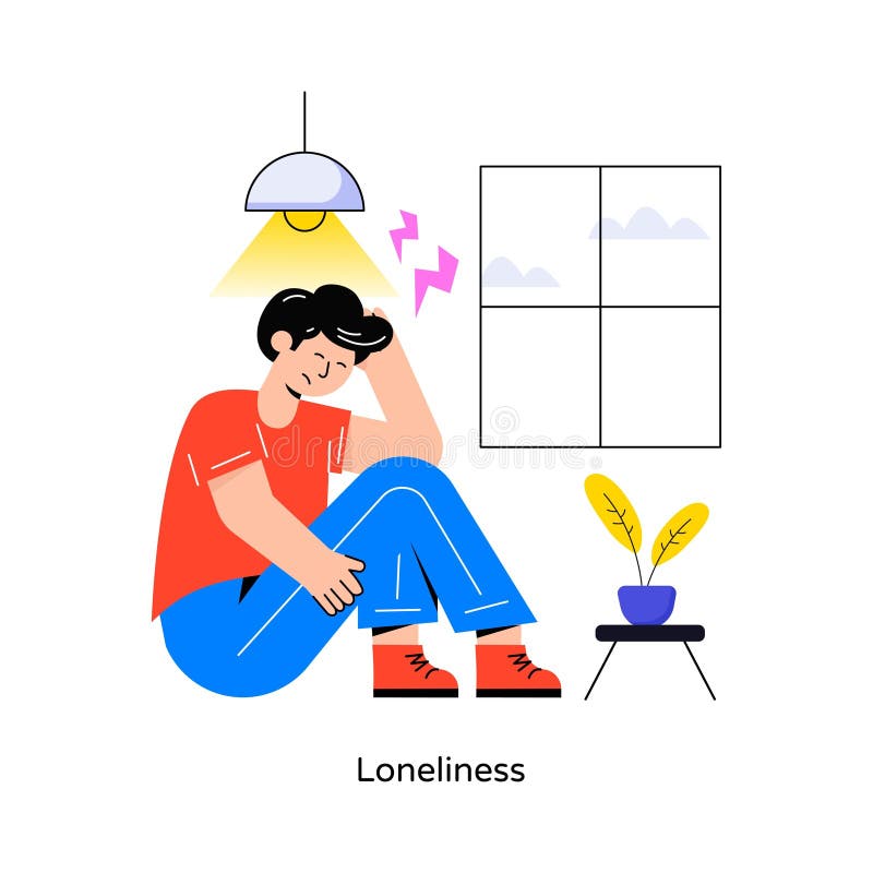 Loneliness Flat Style Design Vector Illustration. Stock Illustration ...